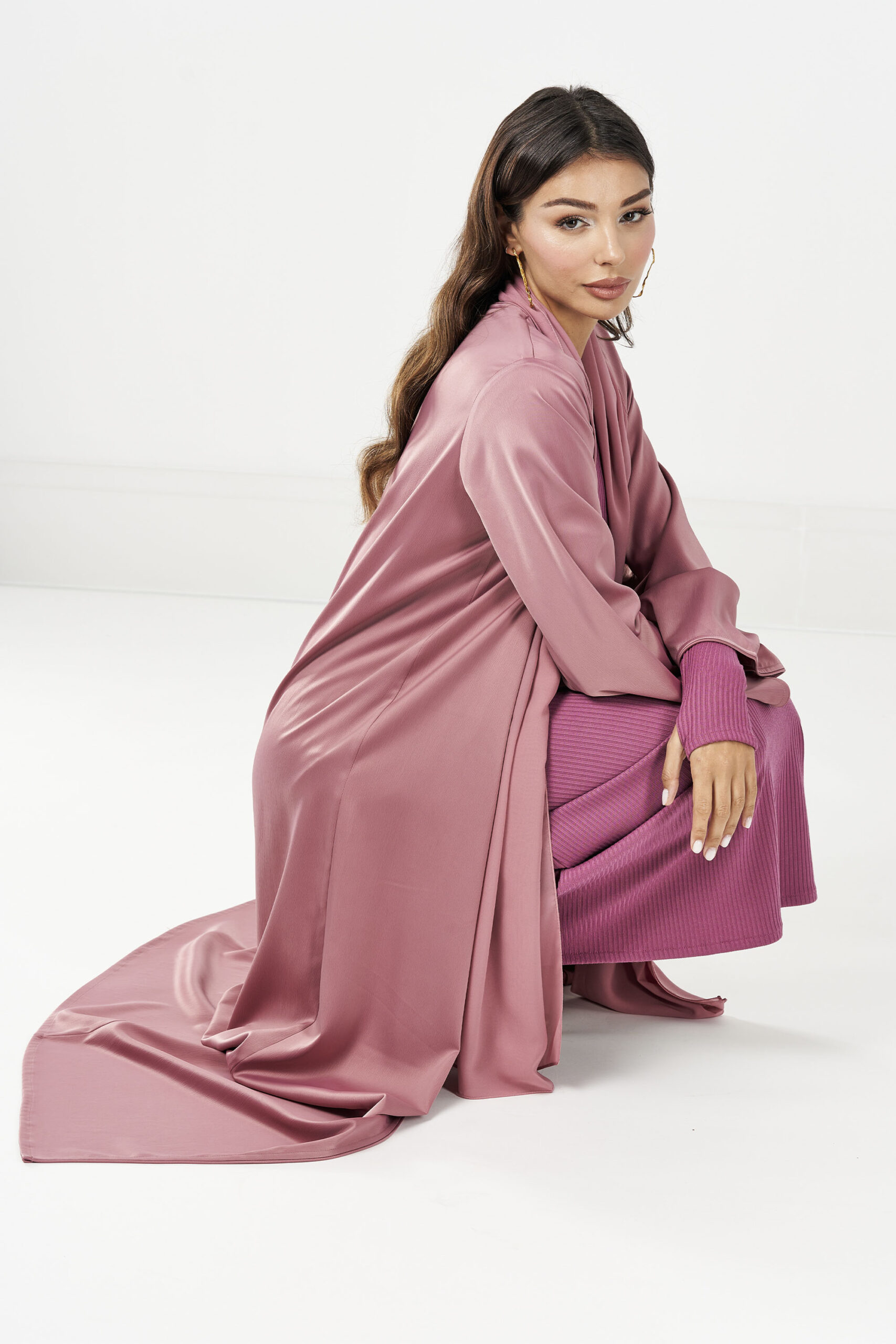 Satin Piping Detail Abaya in Brown | Satin Piping Detail Abaya in Brown ...